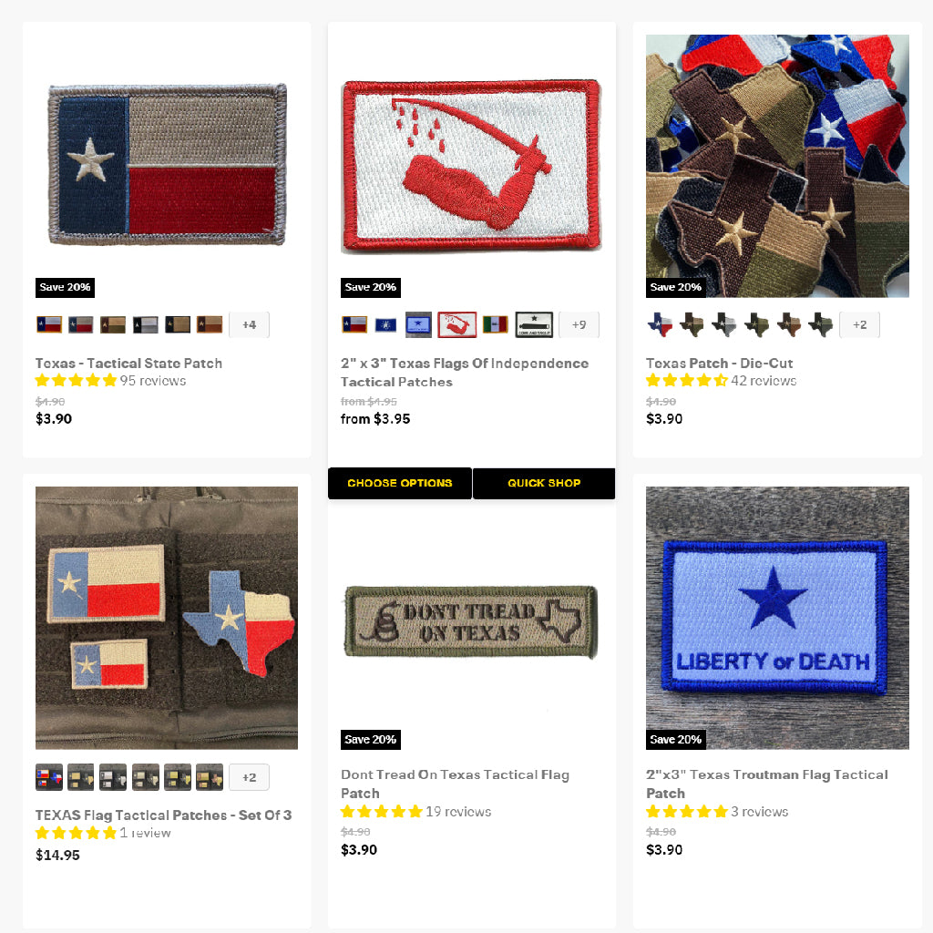 Texas Flags Of Independence Tactical Patches — Gadsden and Culpeper