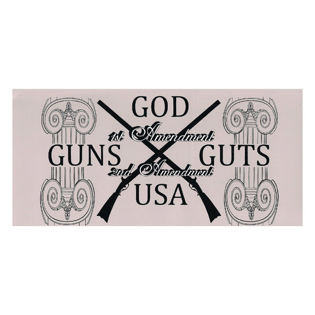 God Guns Guts 2A Sticker - 4"x8" — Gadsden and Culpeper